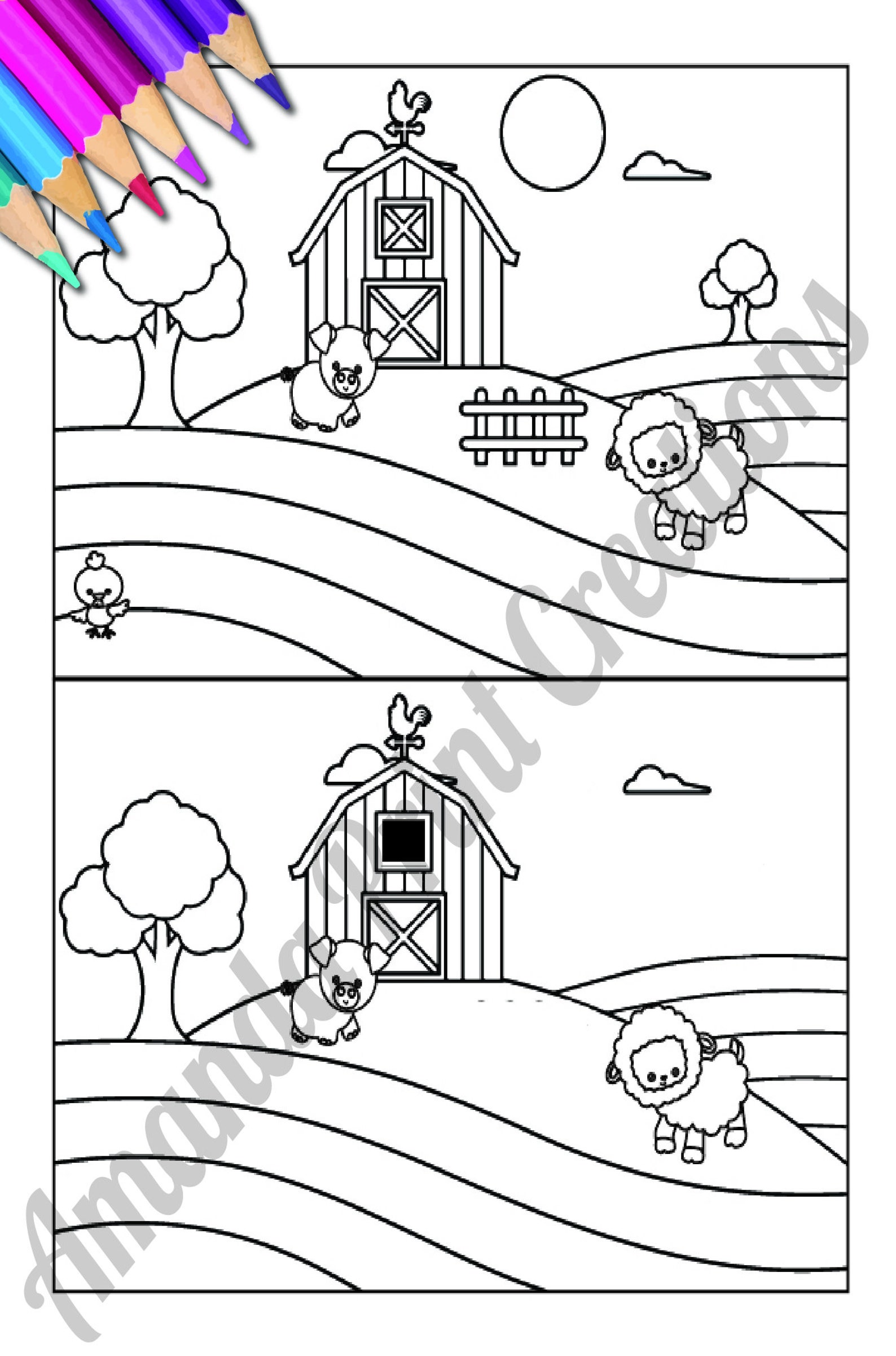 Spot the Difference Coloring Printable Pages for Children - Etsy