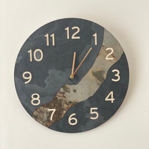 Slate Type Stone Wall Clock Mixed With Rustic, NO Seconds Hand ...