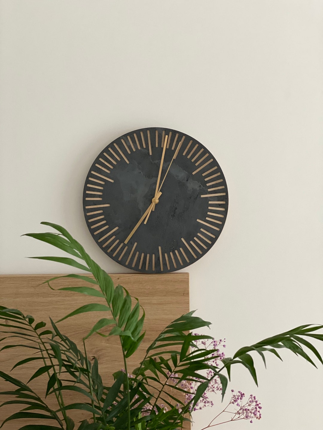 Slate Circle Wall Clock - Modern Wall Clock - Minimalist Wall Art ...