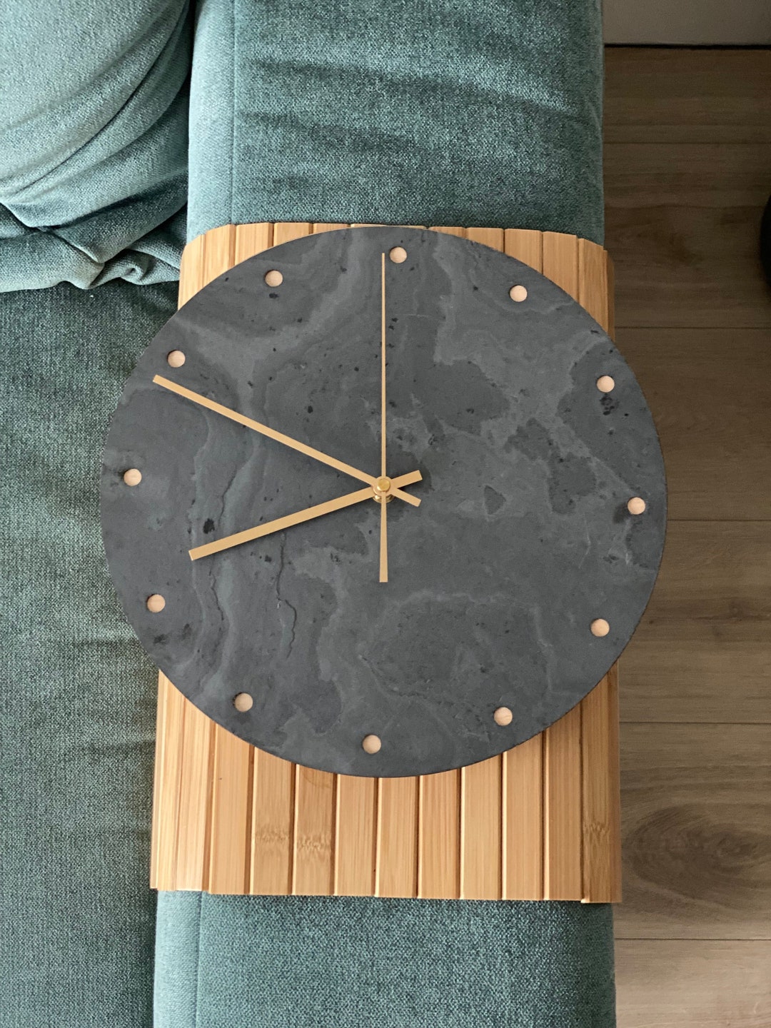 Unique Black Stone Wall Clock, Round Wall Clock With Dots , Eye ...