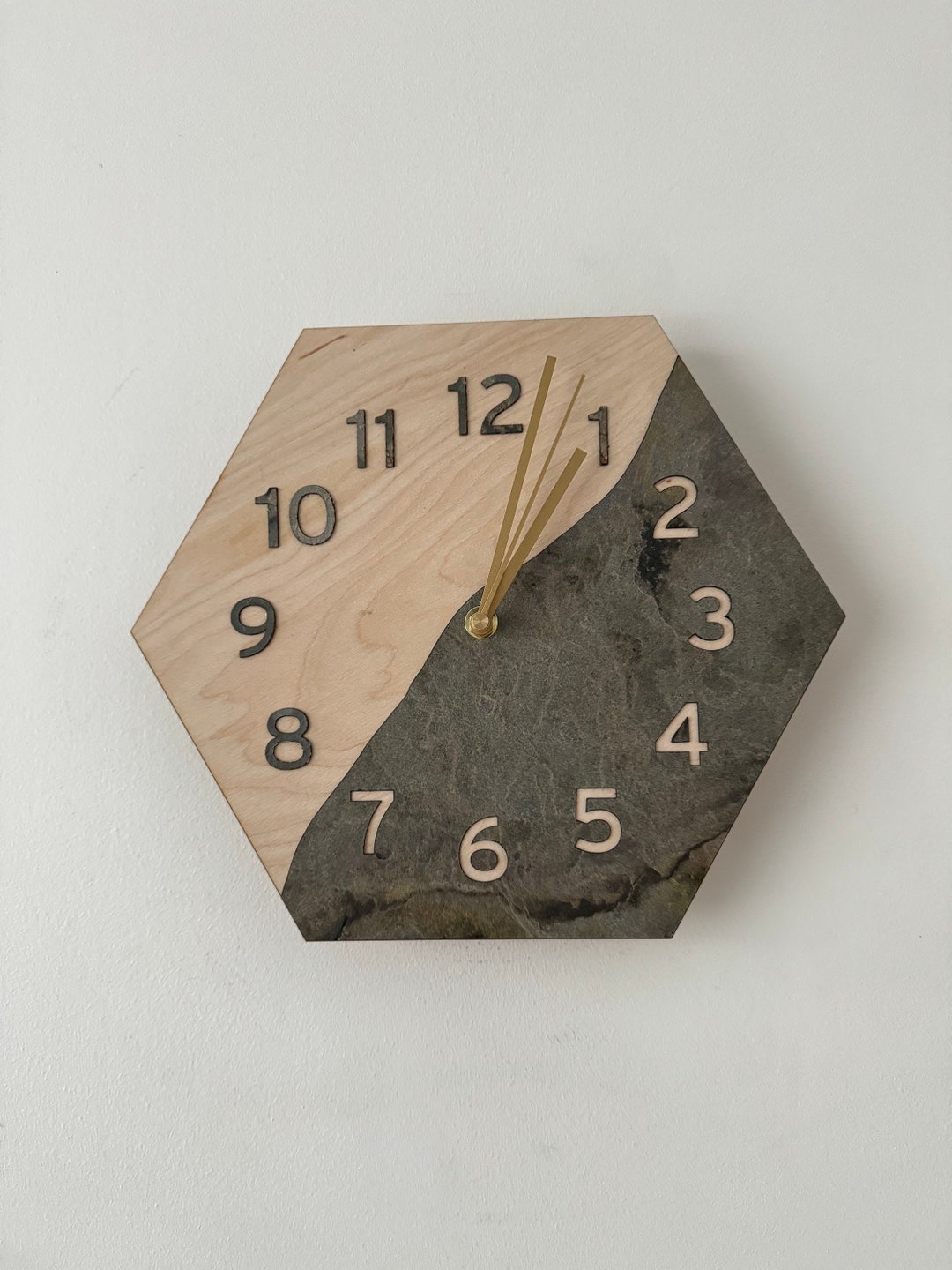 Hexagon Shape Wall Clock, Every Clock is Different, Big Wall Clock ...