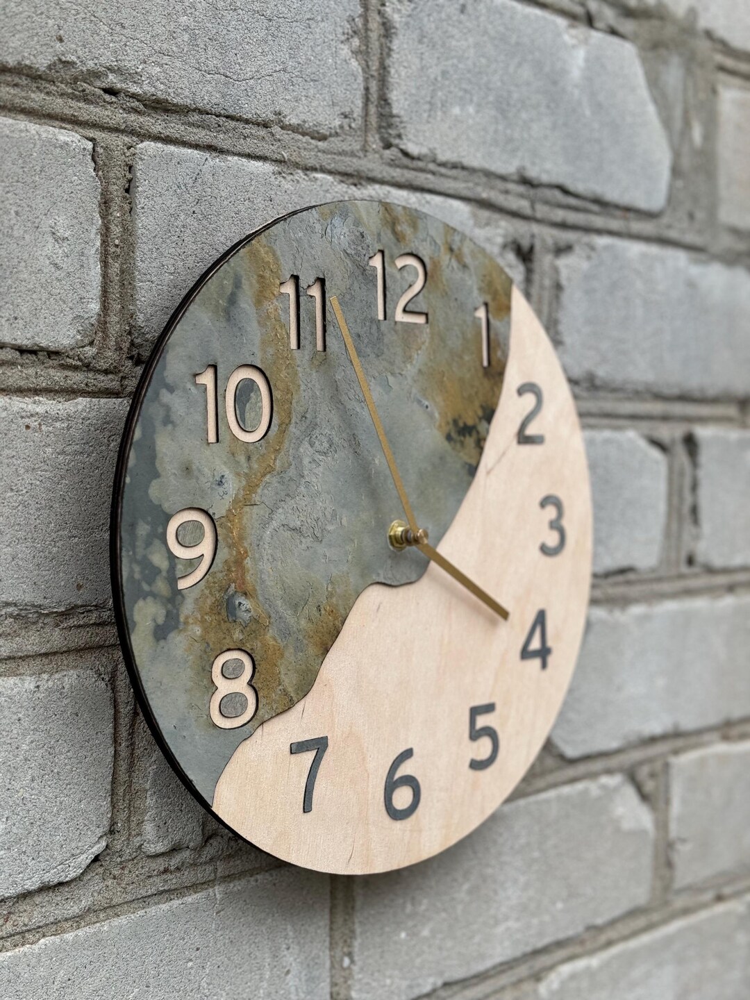 Modern Real Stone Veneer Autumn Slate Wall Clock, Home Decor ,unique ...