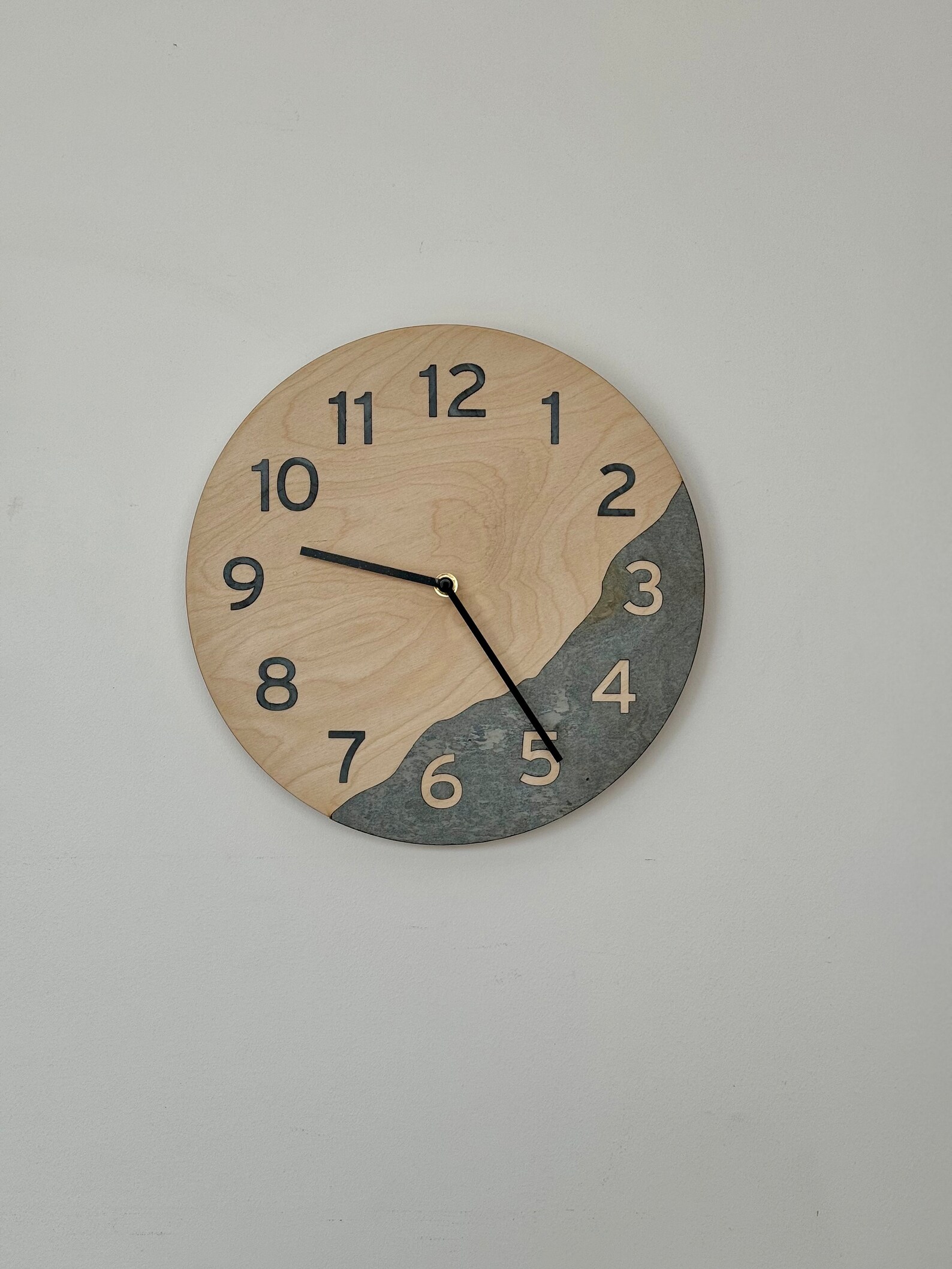 Rustic -wood Wall Clock , Stone Veneer Clock Wall Decor, Wall Art ...
