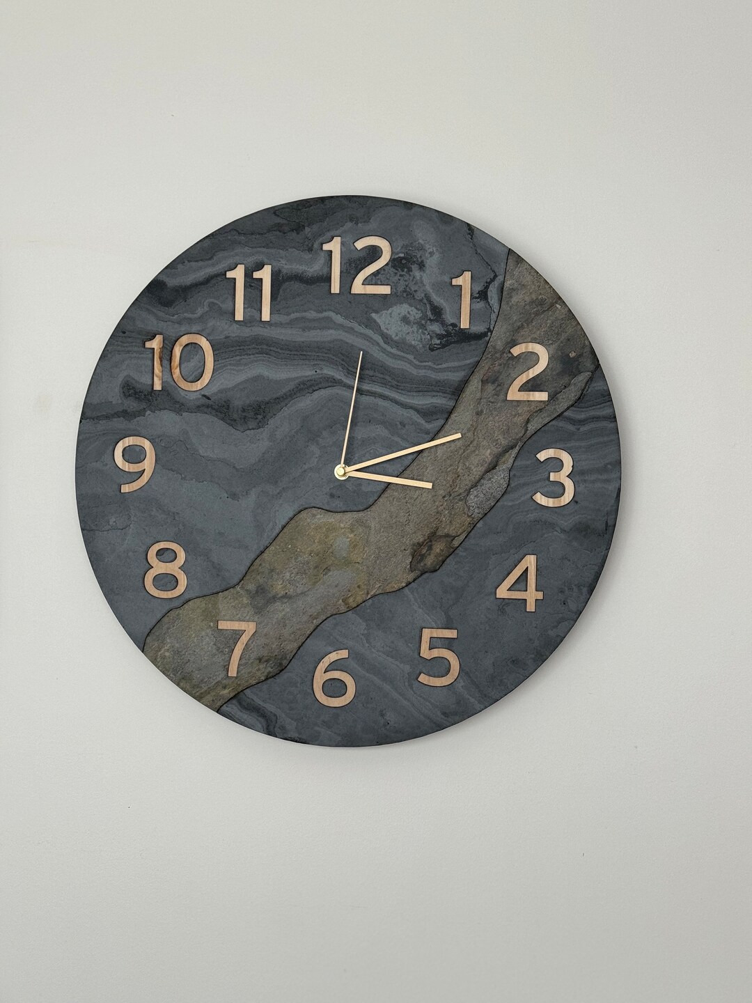 Greyish Slate Type Stone Wall Clock, Beautiful Decoration, Big Size on ...