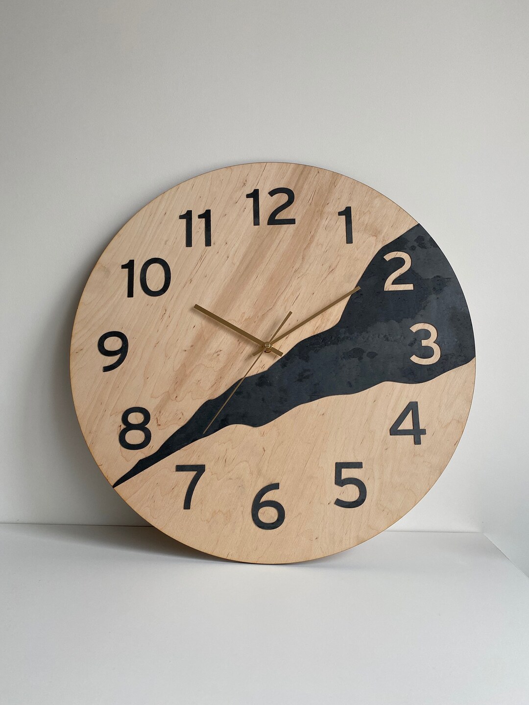 Modern Wall Clock With Numbers Silent Unique Wood Minimalist Wall Clock ...