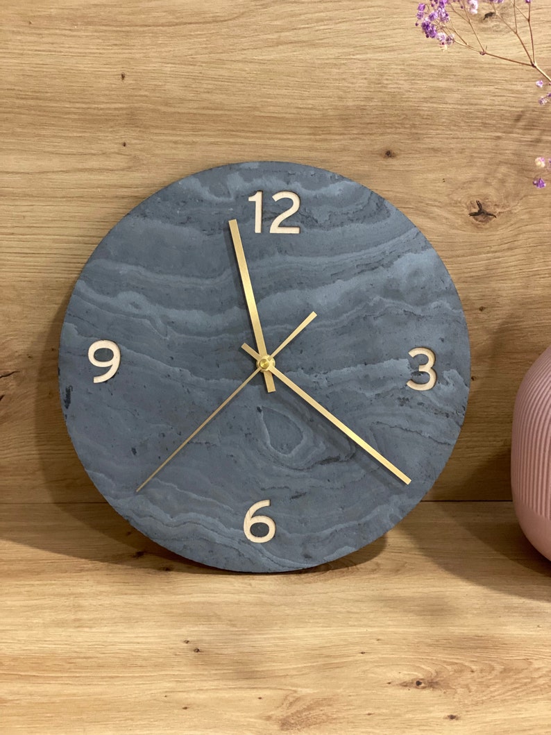 Quarter Slate Stone Wall Clock Round Wall Clock Perfect Add - Etsy