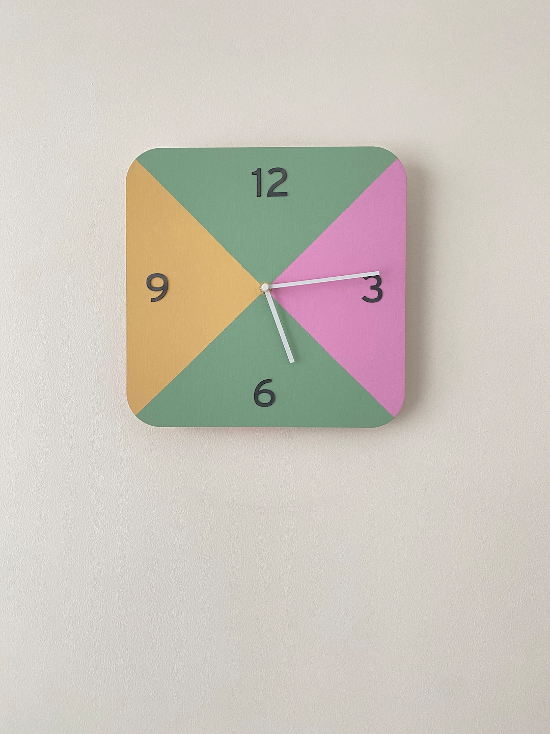 Minimalist Wall Clock With Numbers , White Clock Hands Large Wooden ...