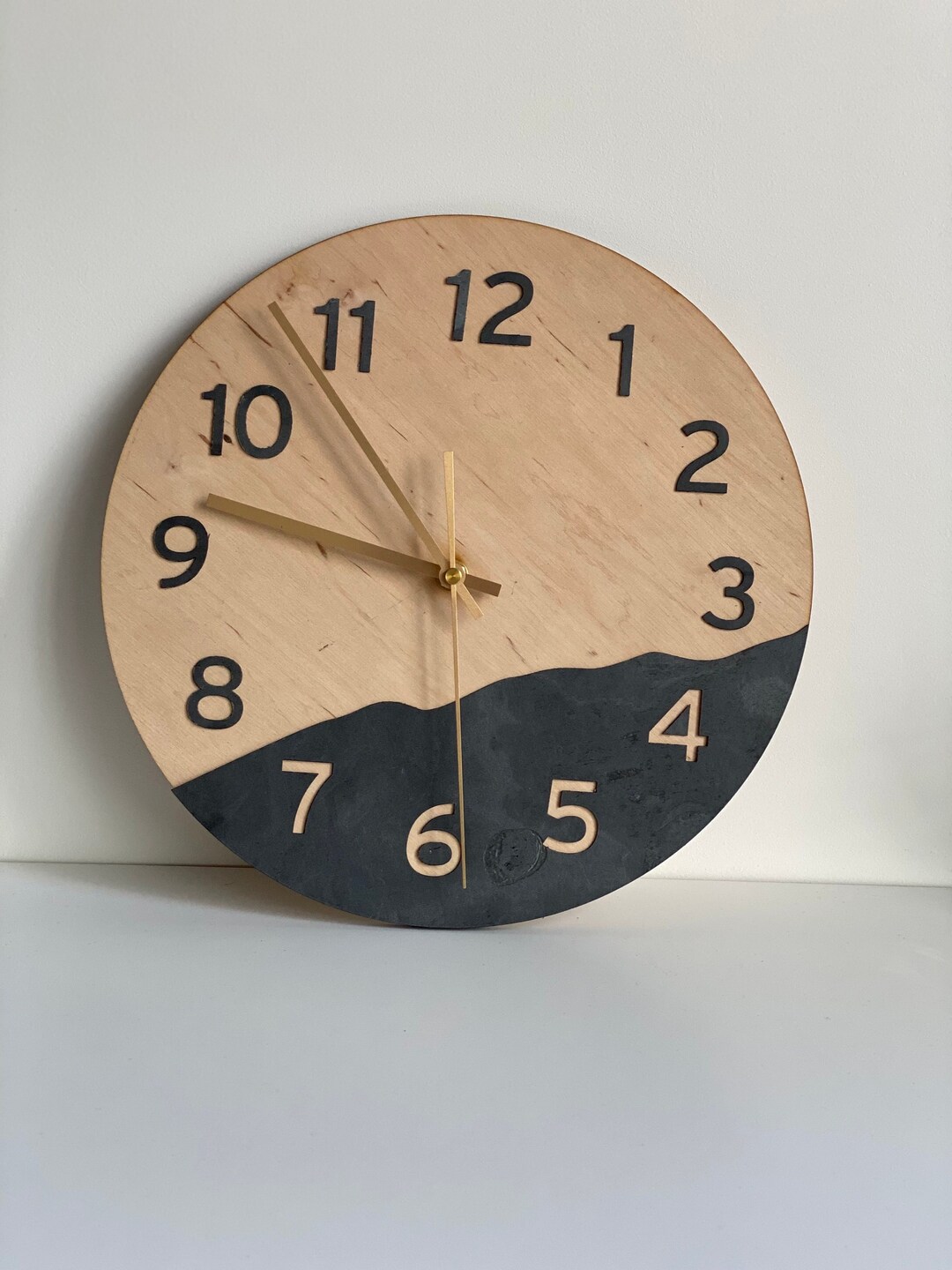 Modern Real Stone Black Slate Wall Clock, Unique and Modern Wall Clock ...