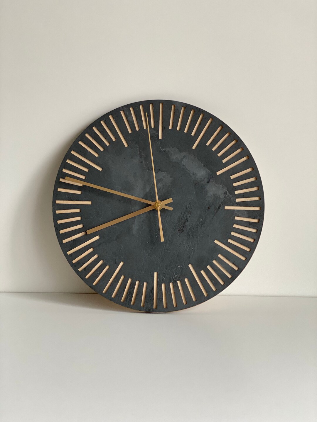 Slate Circle With Wood - Wall Clock - Modern Wall Clock - Contemporary ...