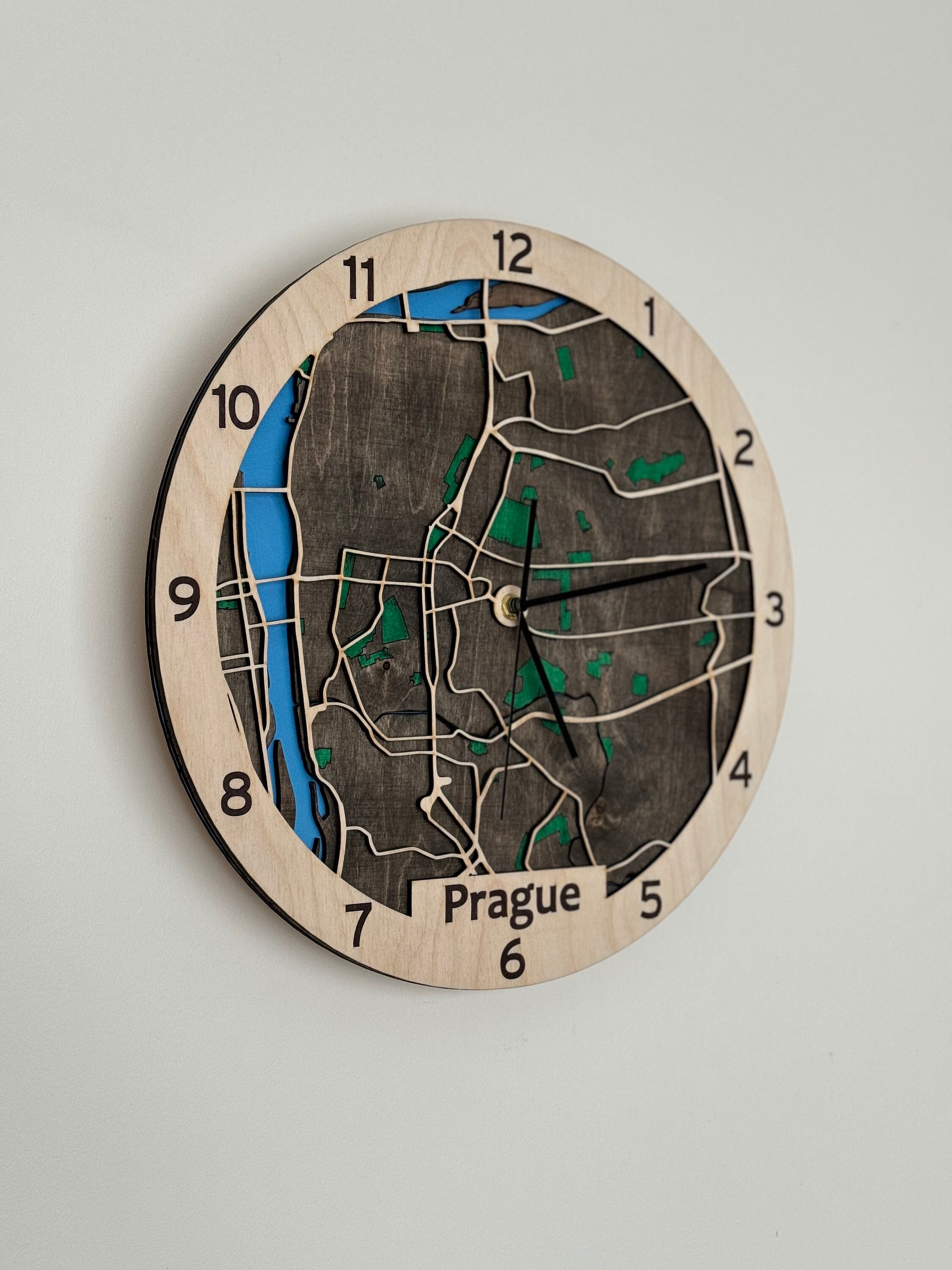 Prague City Map - Clock, Any City Wall Clock, Custom World Clock, Large ...