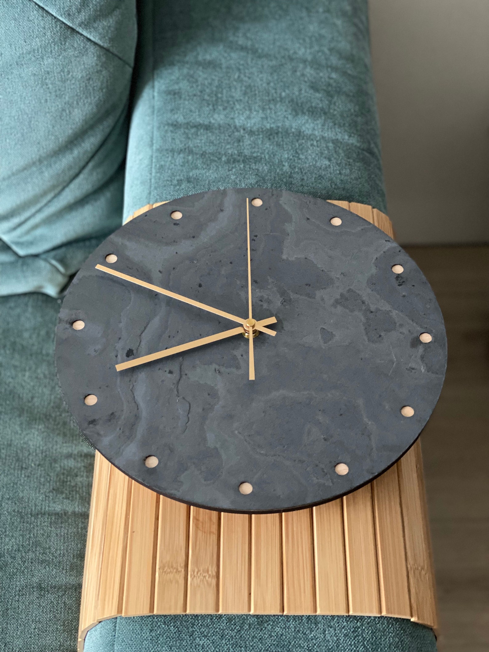 Unique Black Stone Wall Clock, Round Wall Clock With Dots , Eye ...