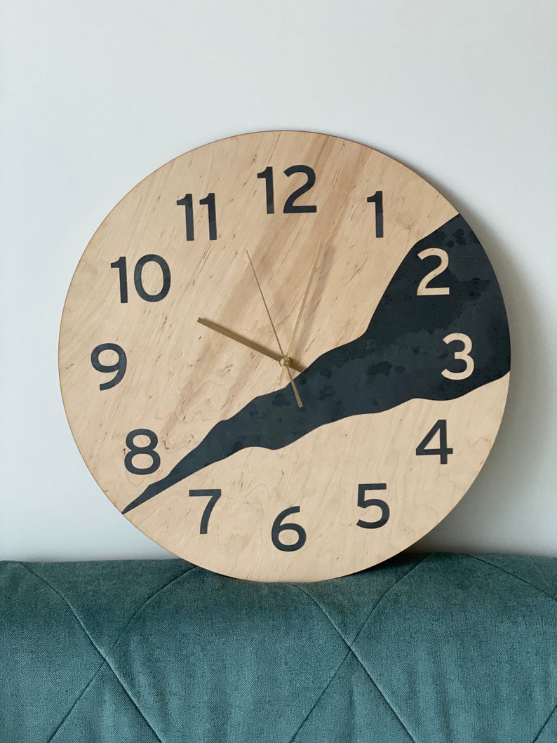 Modern Wall Clock With Numbers Silent Unique Wood Minimalist Wall Clock ...