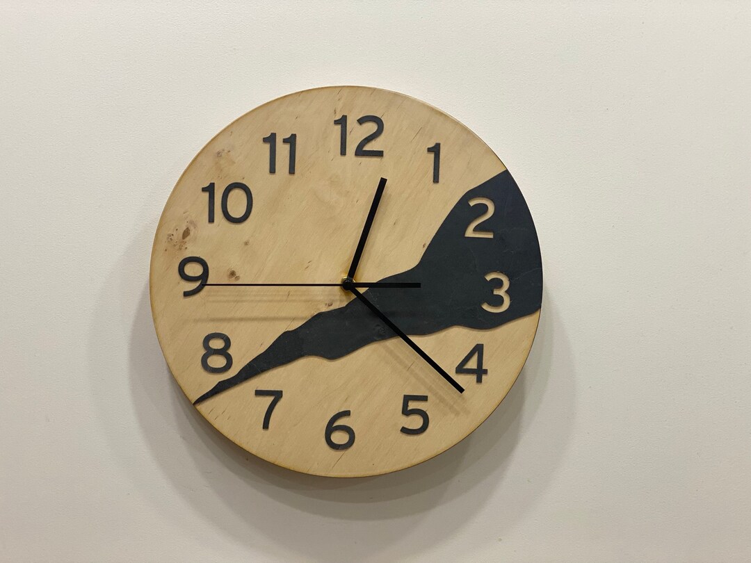 Modern Wall Clock With Black Numbers Silent Unique Wood Minimalist Wall ...
