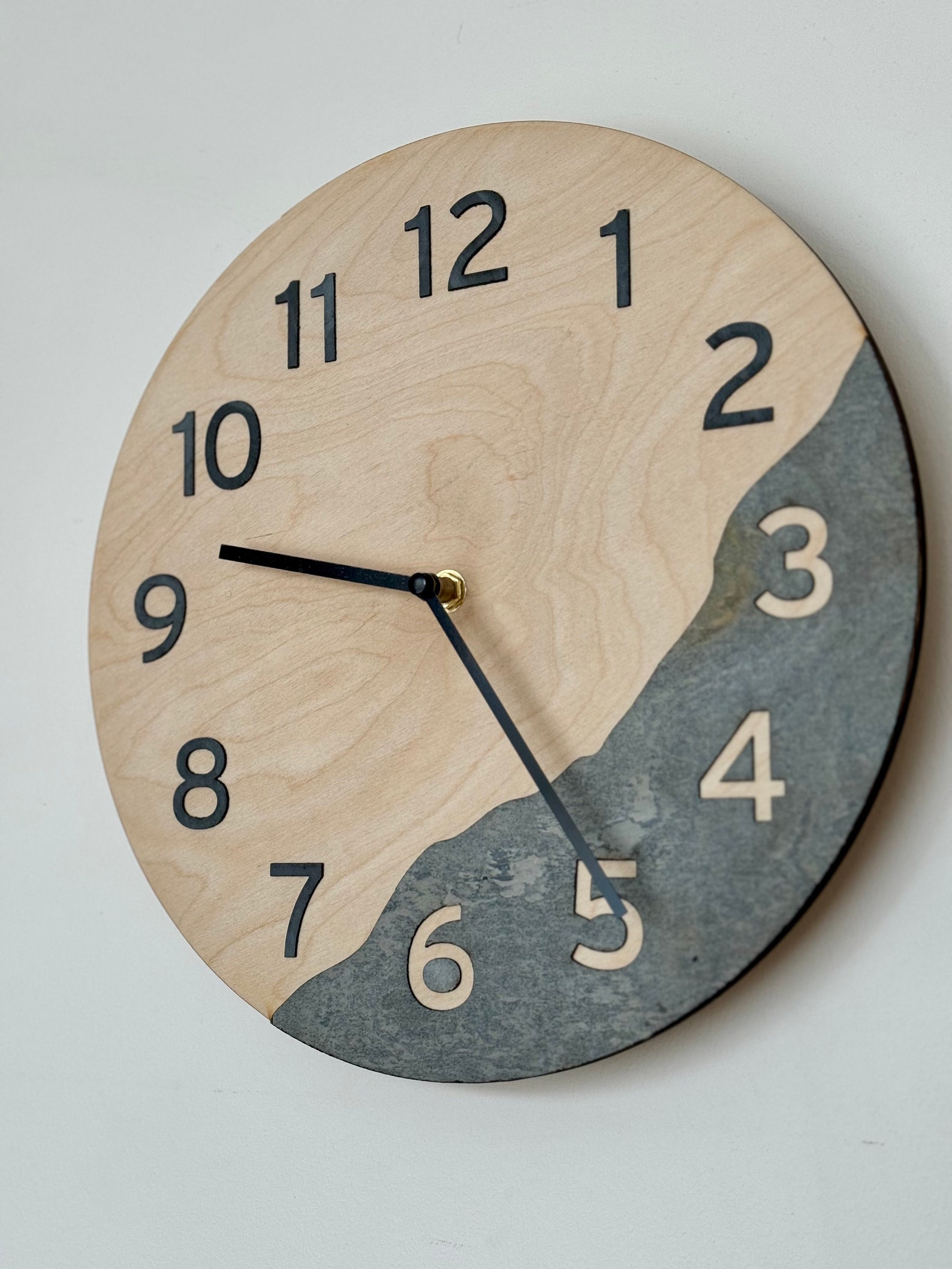 Rustic -wood Wall Clock , Stone Veneer Clock Wall Decor, Wall Art ...