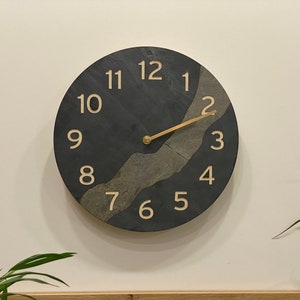 Slate Type Stone Wall Clock Mixed With Rustic, NO Seconds Hand ...
