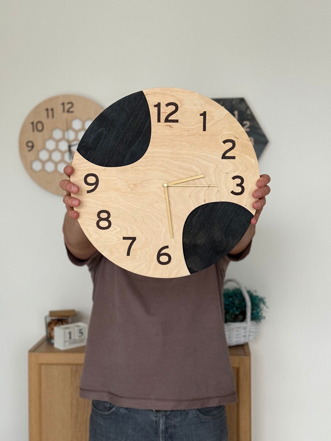 Two Layered Wall Clock, Various Colours Clock. Modern Wall Clock, Black ...