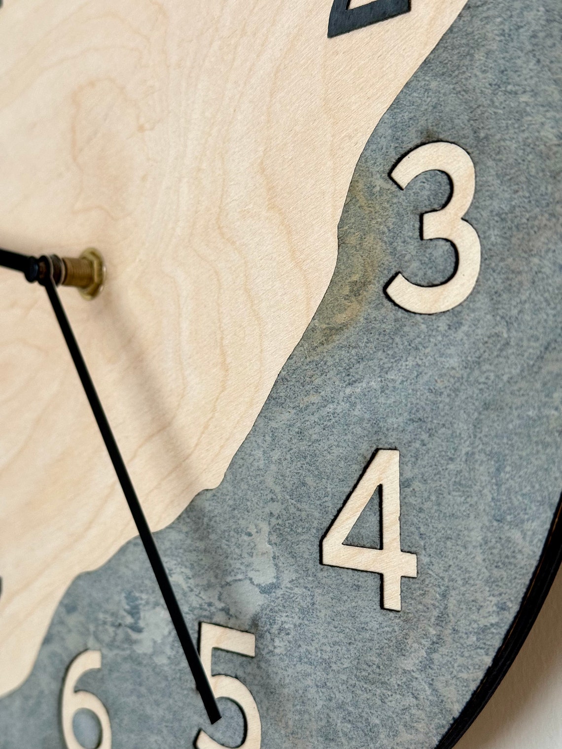 Rustic -wood Wall Clock , Stone Veneer Clock Wall Decor, Wall Art ...