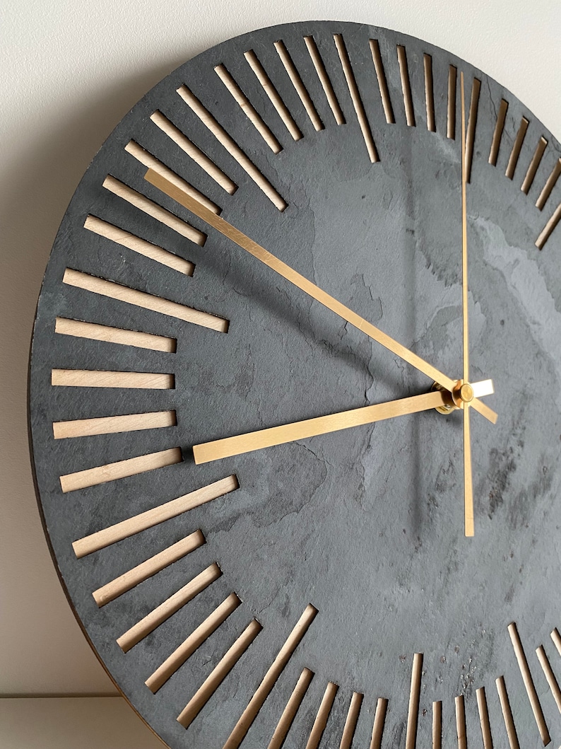 Slate Circle Wall Clock Modern Wall Clock Minimalist Wall - Etsy