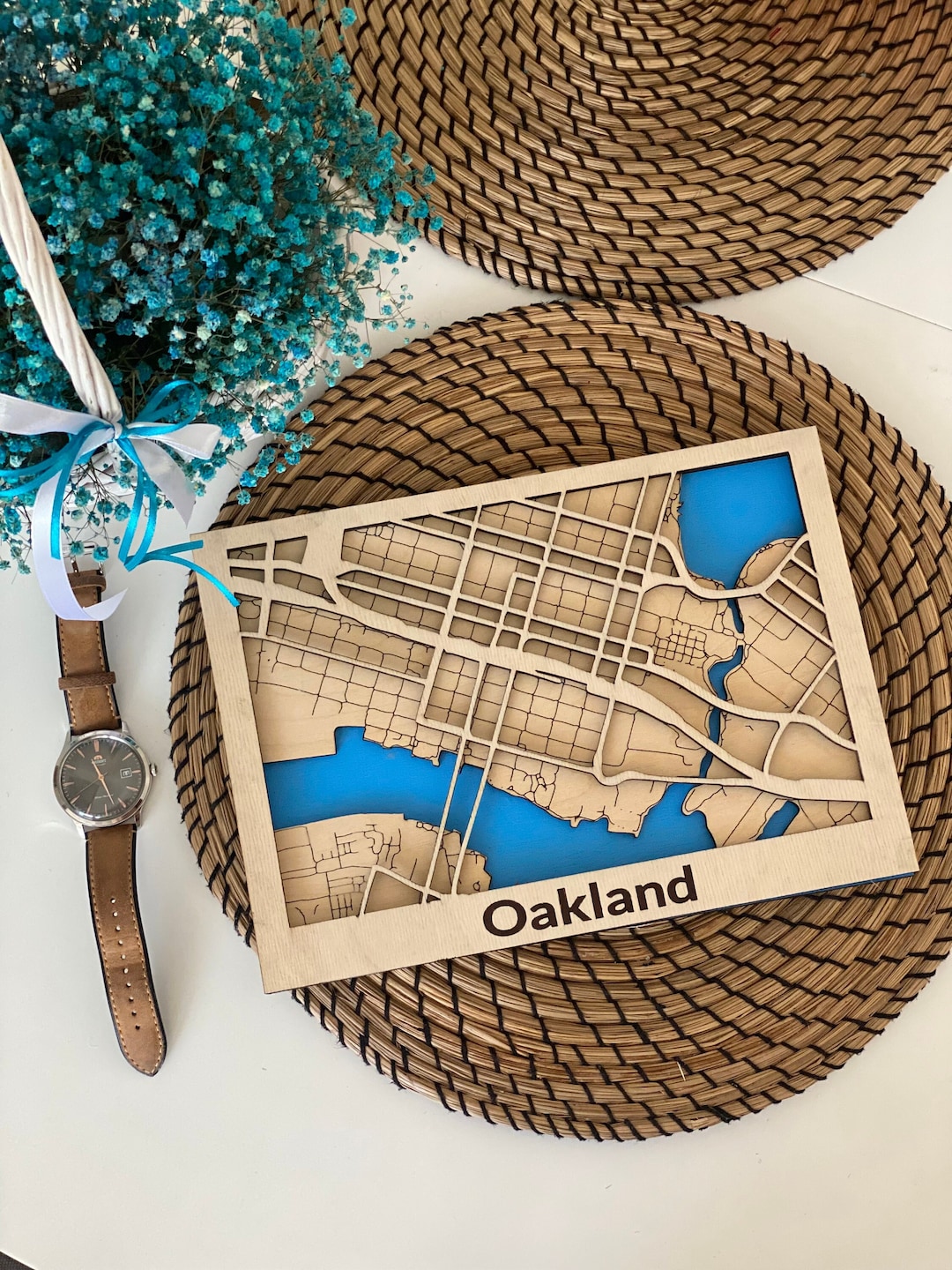 3D Oakland CITY MAP. Any City Cut / Engraved in Wood , Custom Wood Map ...