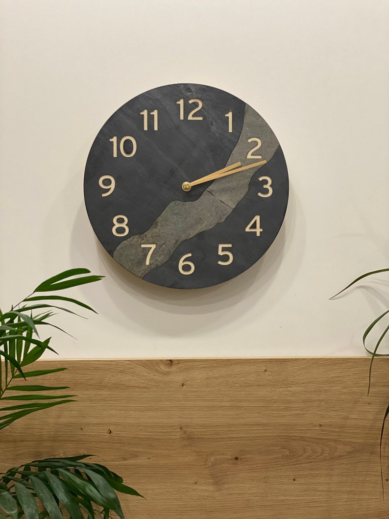 Slate Type Stone Wall Clock Mixed With Rustic NO Seconds Hand - Etsy