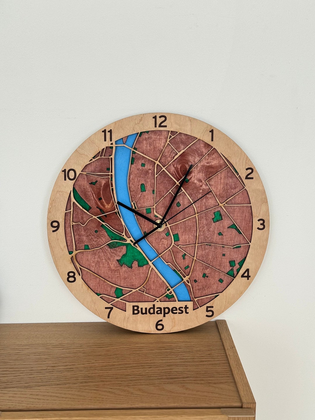 Budapest City Map - Clock, Any City Wall Clock, Custom World Clock ...