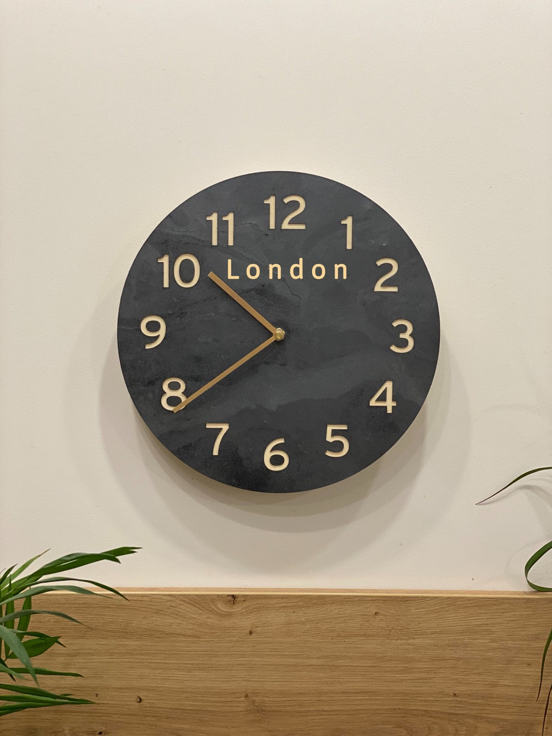Unique Stone Wall Clock, Black Wall Clock, Custom City Cut, Berlin ...