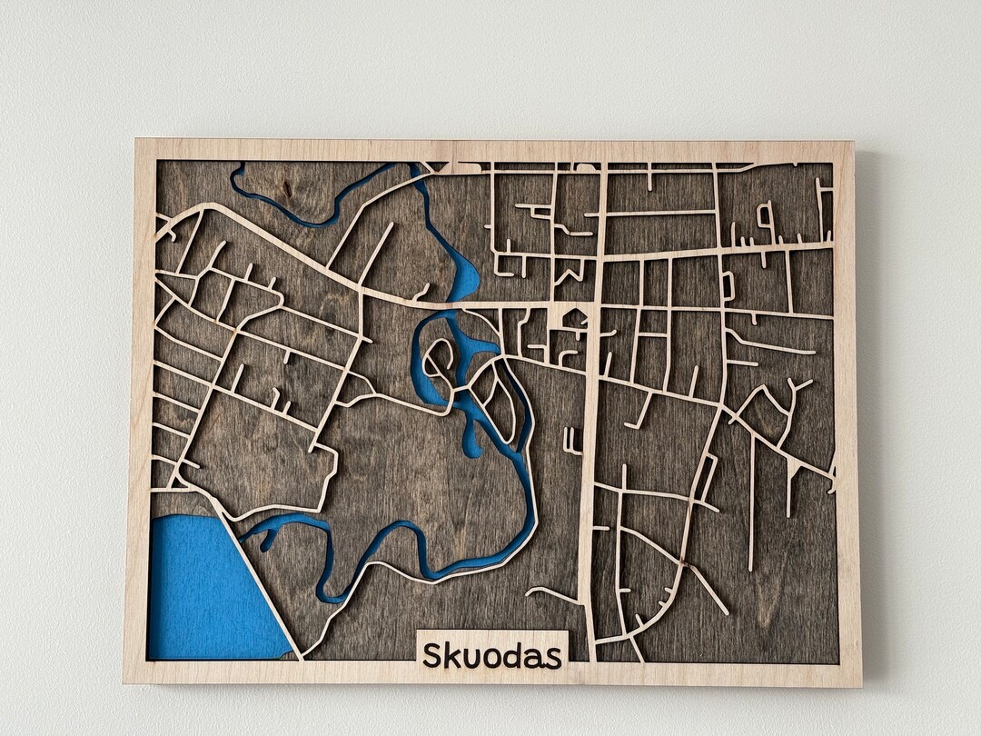 Wooden Custom Mande Map , Custom Street Map, Any City Street Map ...