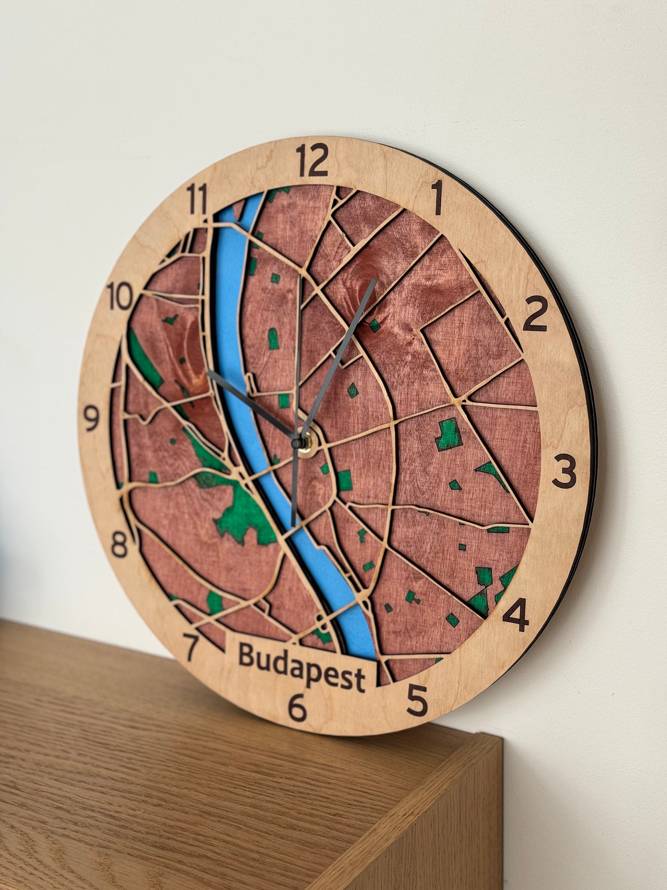 Budapest City Map - Clock, Any City Wall Clock, Custom World Clock ...