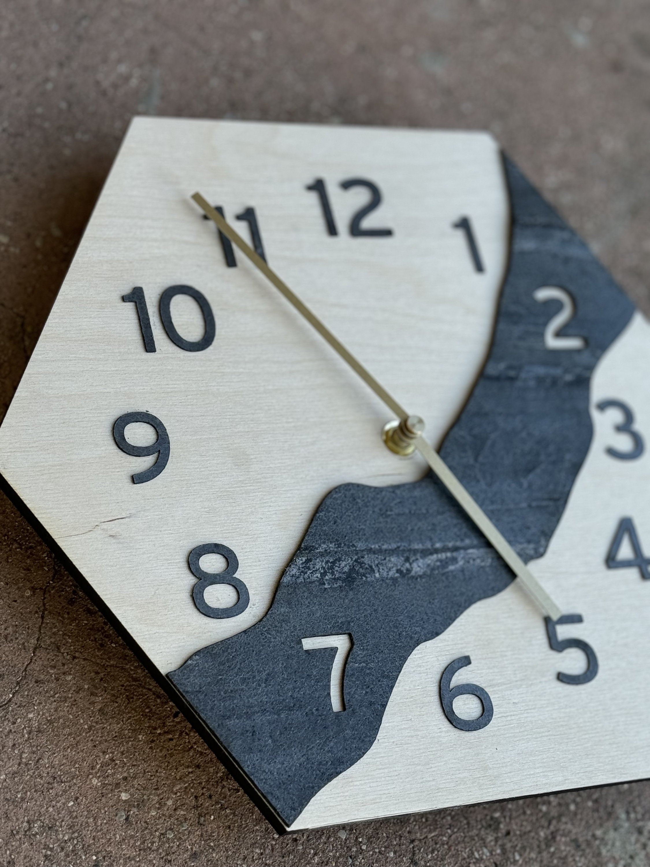 Black Stone Hexagon Shape Clock, Wall Clock, Every Clock is Different ...