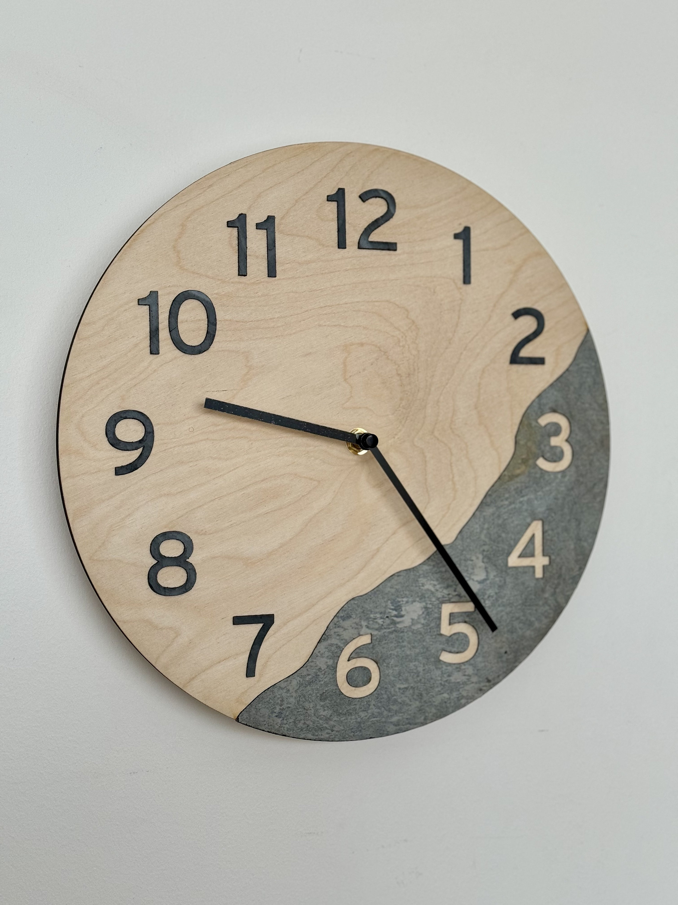 Rustic -wood Wall Clock , Stone Veneer Clock Wall Decor, Wall Art ...