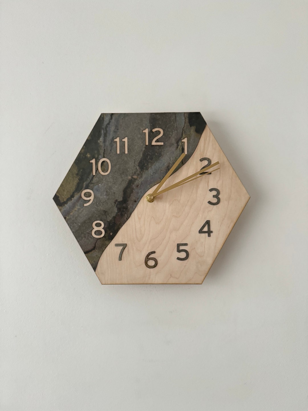Hexagon Shape Wall Clock, Every Clock is Different, Big Wall Clock ...