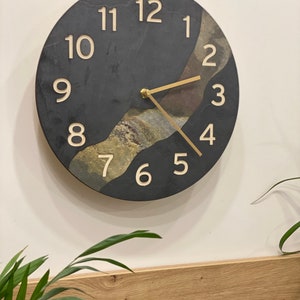 Slate Type Stone Wall Clock Mixed With Rustic, NO Seconds Hand ...