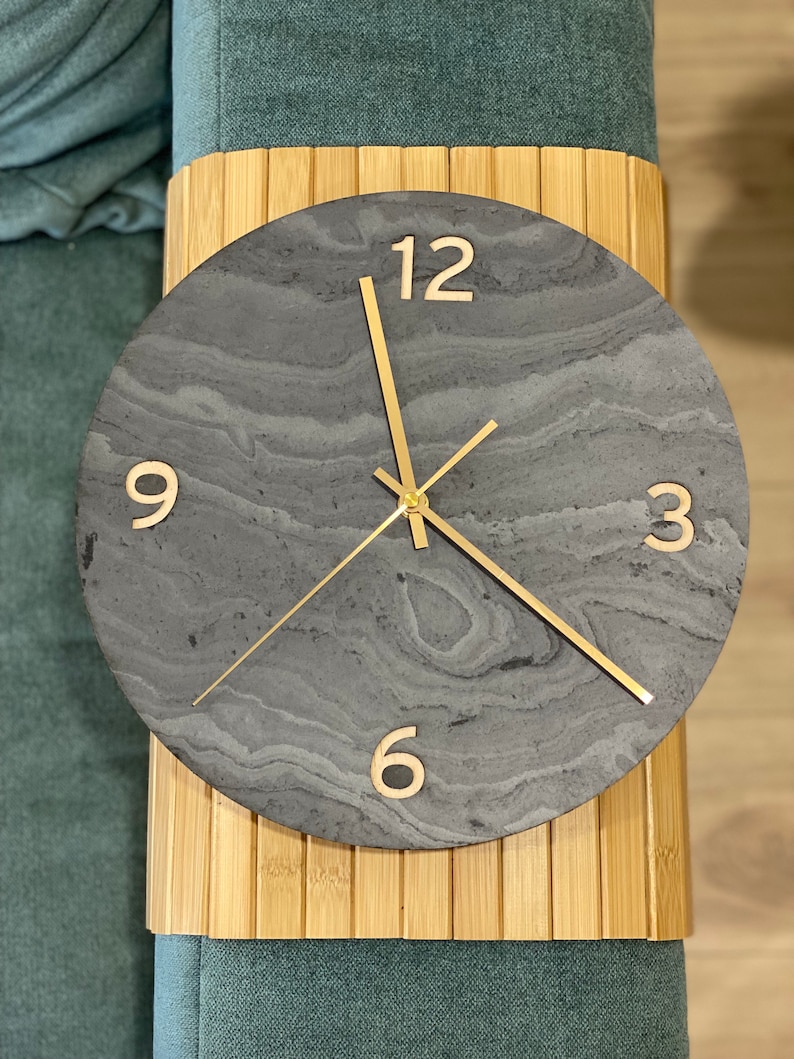 Quarter Slate Stone Wall Clock Round Wall Clock Perfect Add - Etsy