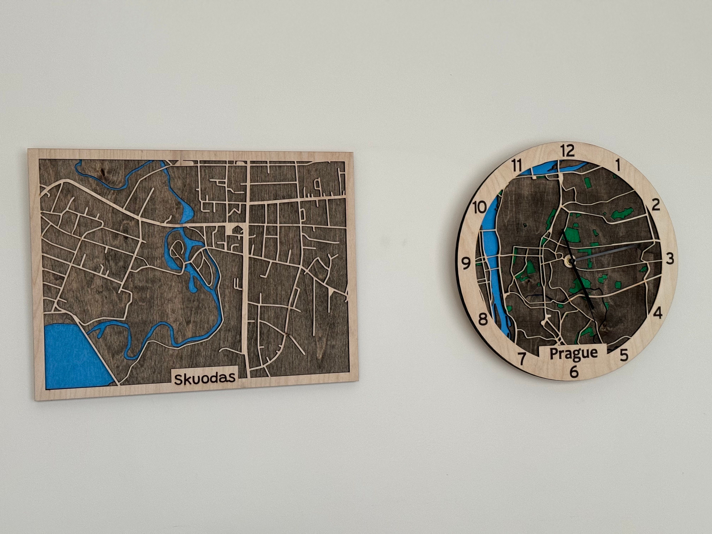 Prague City Map - Clock, Any City Wall Clock, Custom World Clock, Large ...