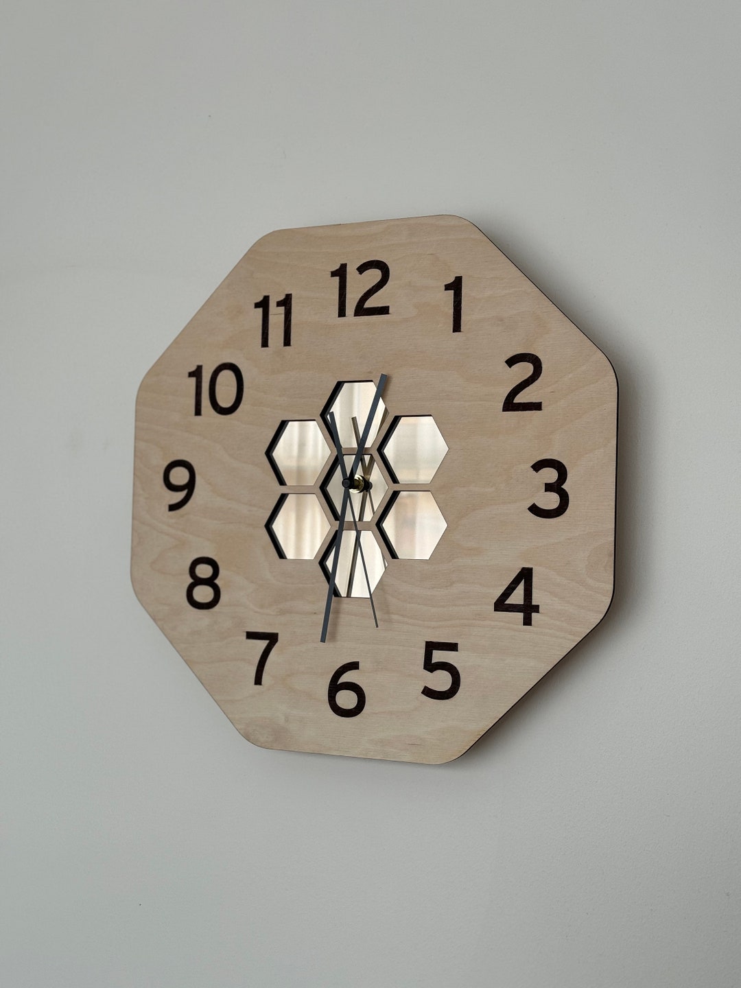 Rare to Find Clock,octagon Shape Clock With Mirror, Honeycomb Mirror ...