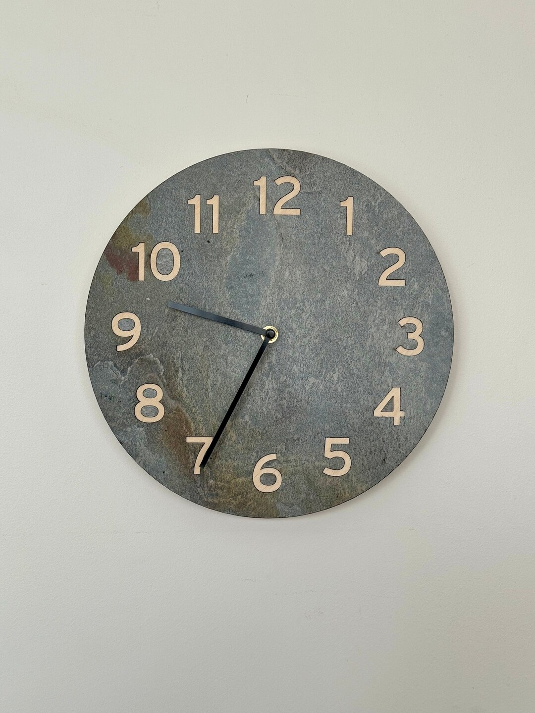 Stylish Grey/rustic Slate Veneer Wall Clock With, Minimalist Texture ...