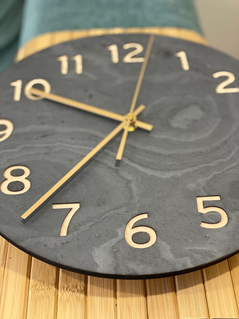 Unique Stone Wall Clock Black Wall Clock - Etsy