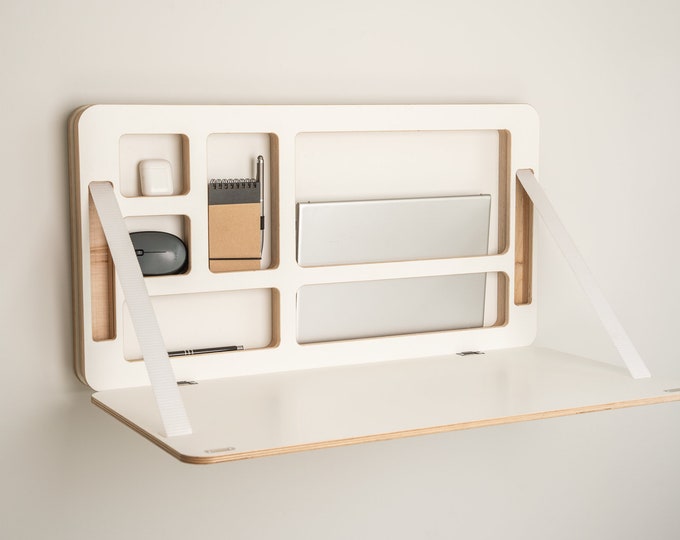 Solid Wood Floating Desk, Wall Mounted Desk, Wall Hanging Desk, Laptop ...