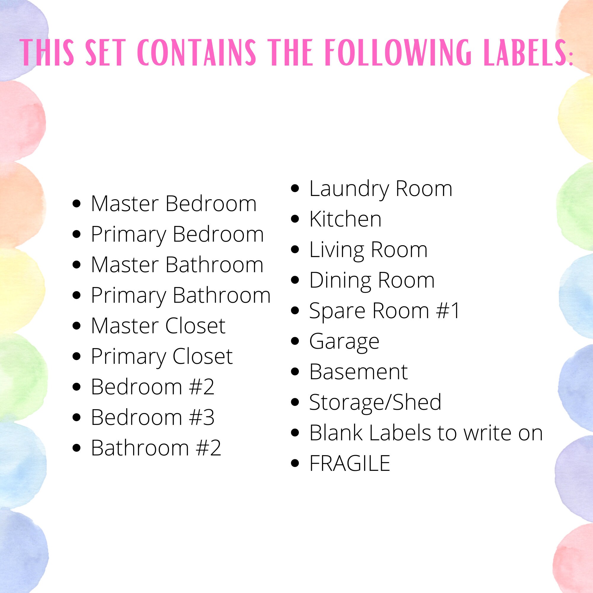 18 Unique Printable Moving Labels - Basic Label Pack for 3/2 House ...