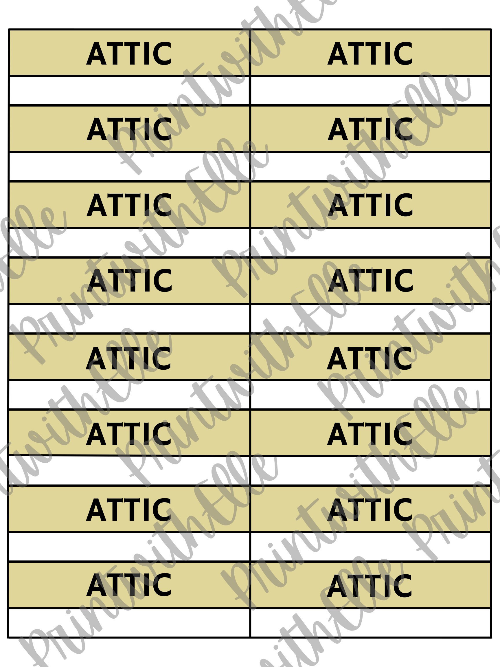 Printable Moving Labels ATTIC for Use on Moving Boxes or Shipping Boxes ...