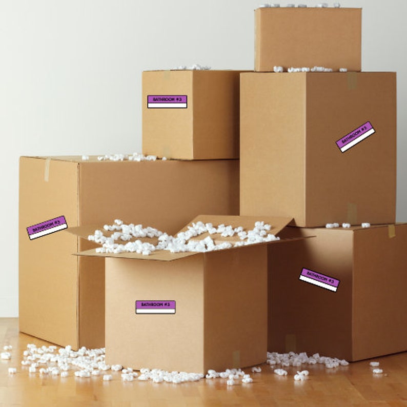Printable Moving Labels BATHROOM 3 for Use on Moving Boxes or Shipping ...