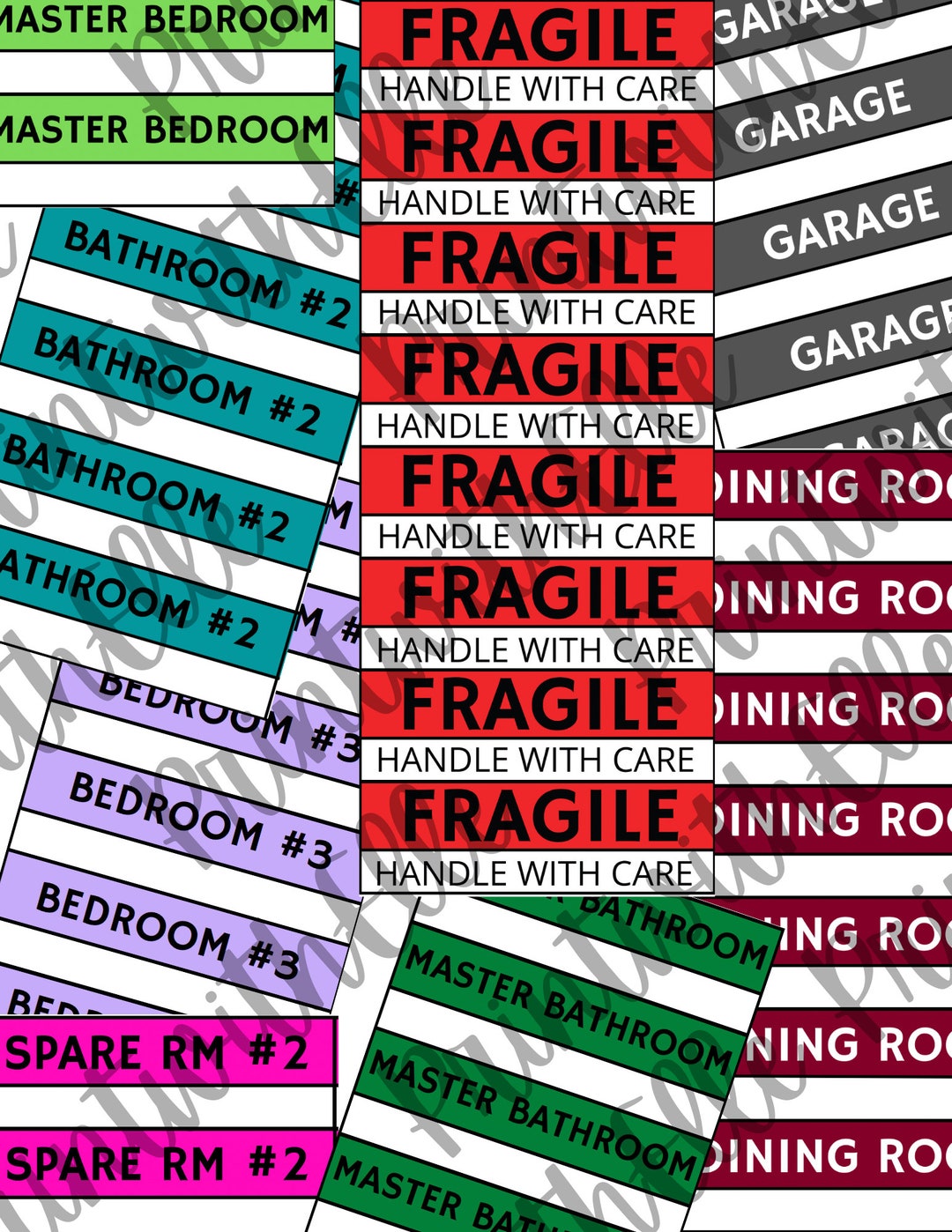 31 Unique Printable Moving Labels - WHOLE HOUSE & All ROOMS - for Use ...