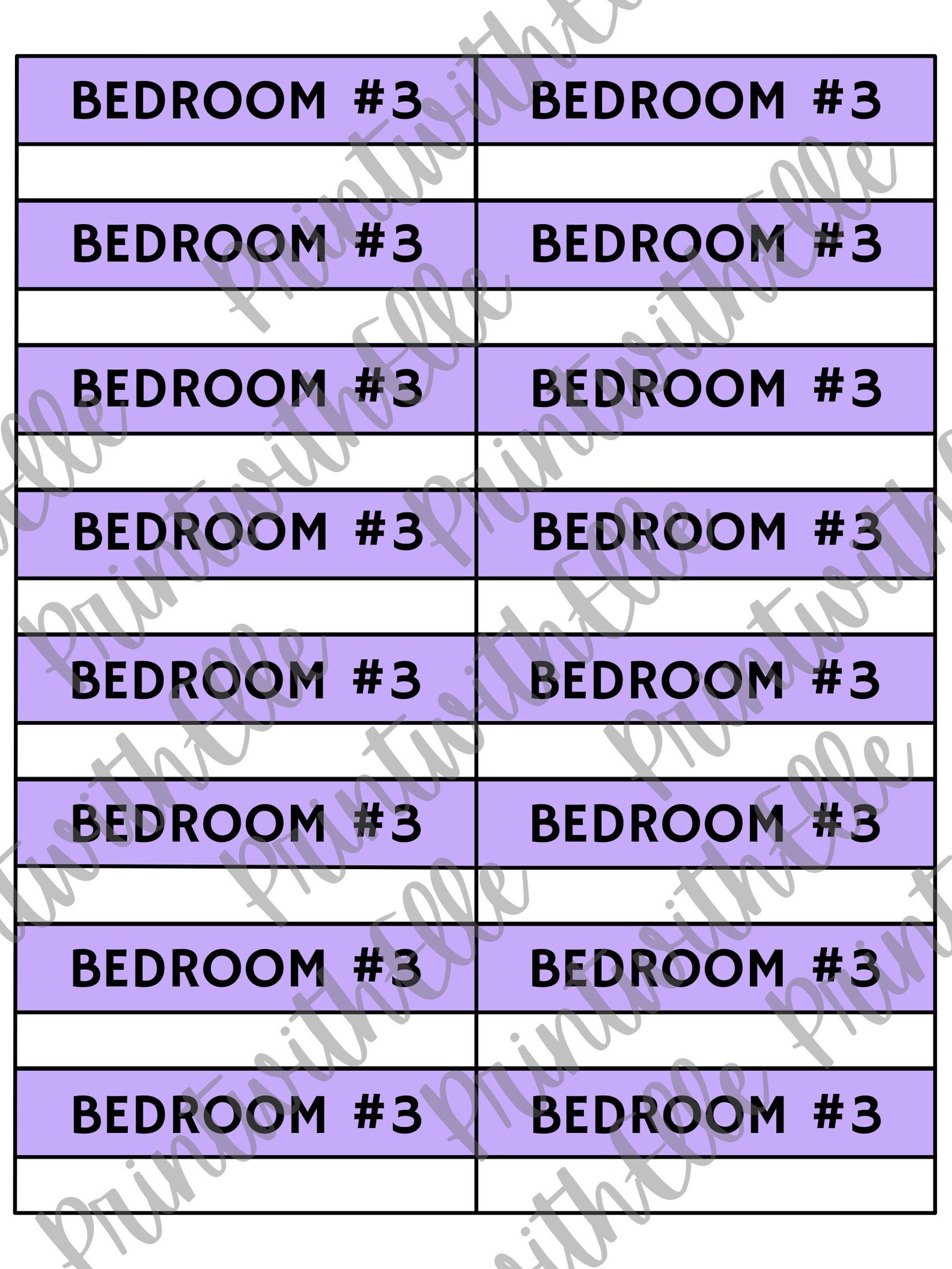 Printable Moving Labels - BEDROOM #3 - for Use on Moving Boxes or ...