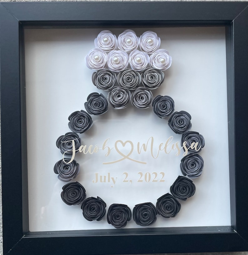 Diamond Ring Flower Shadow Box|engagement Ring|anniversary Gift|bridal ...