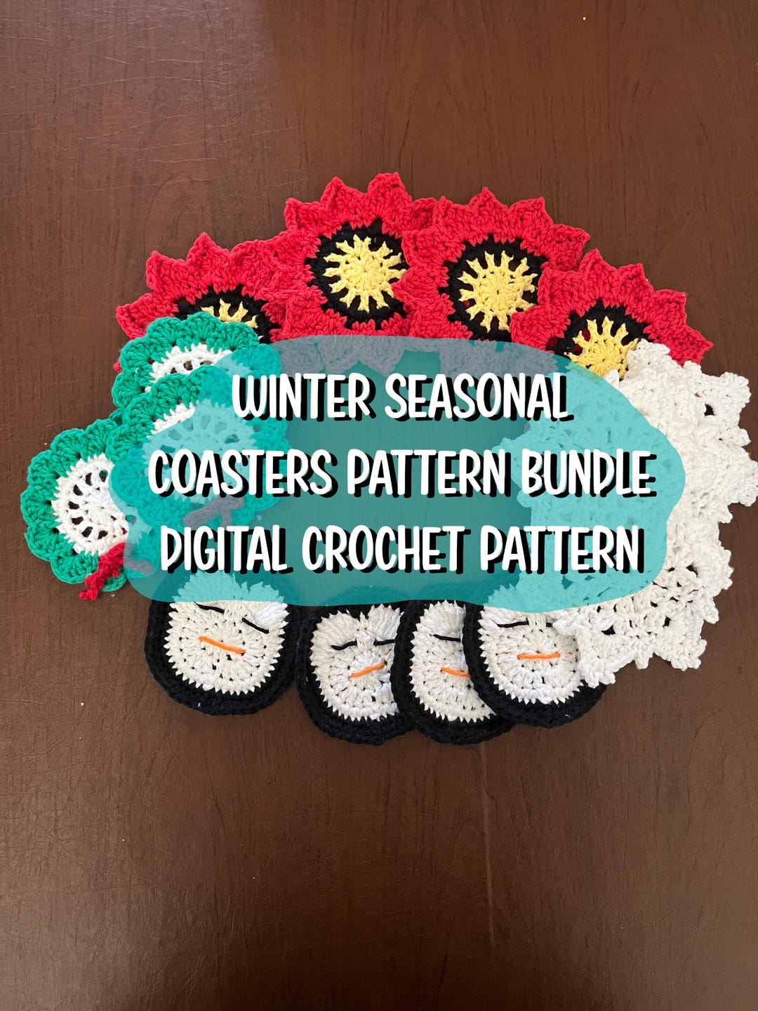 Winter Crochet Pattern Bundle Seasonal Coasters Winter Crochet Patterns ...