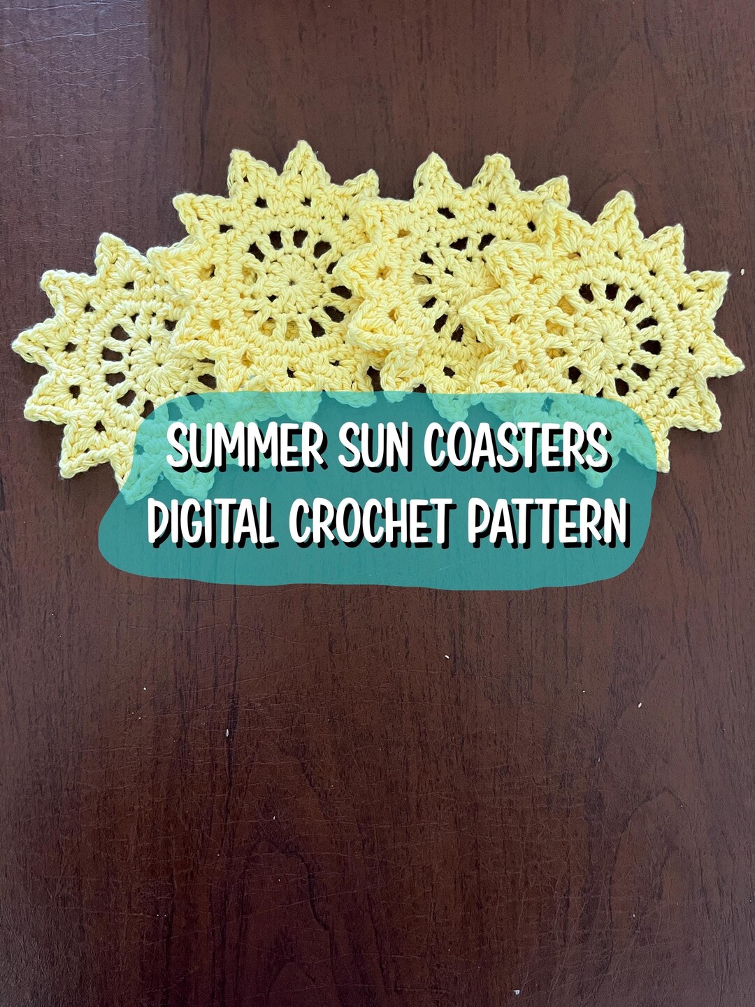Crochet Coasters Pattern Sunshine- Summer Season- Quick and Easy Beach ...