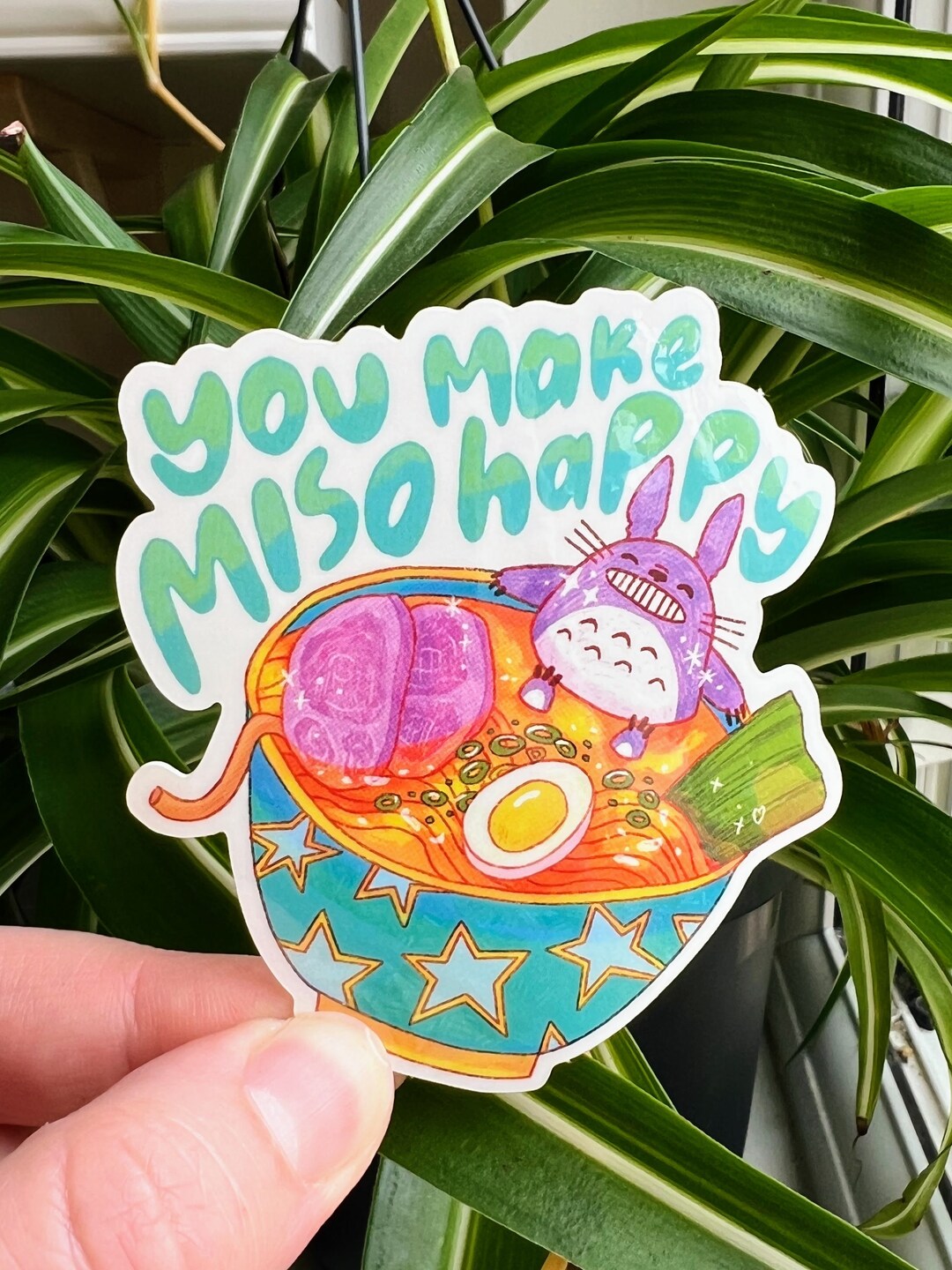 You Make Miso Happy, Totoro Ramen Vinyl Sticker, Cute Glossy Waterproof ...