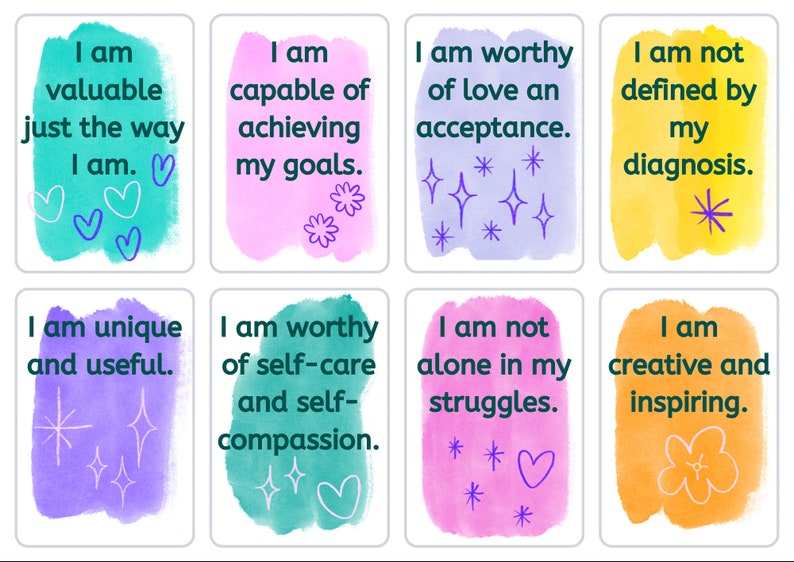 32 Printable Positive Affirmations Cards, Neurodiverse Friendly, Autism ...