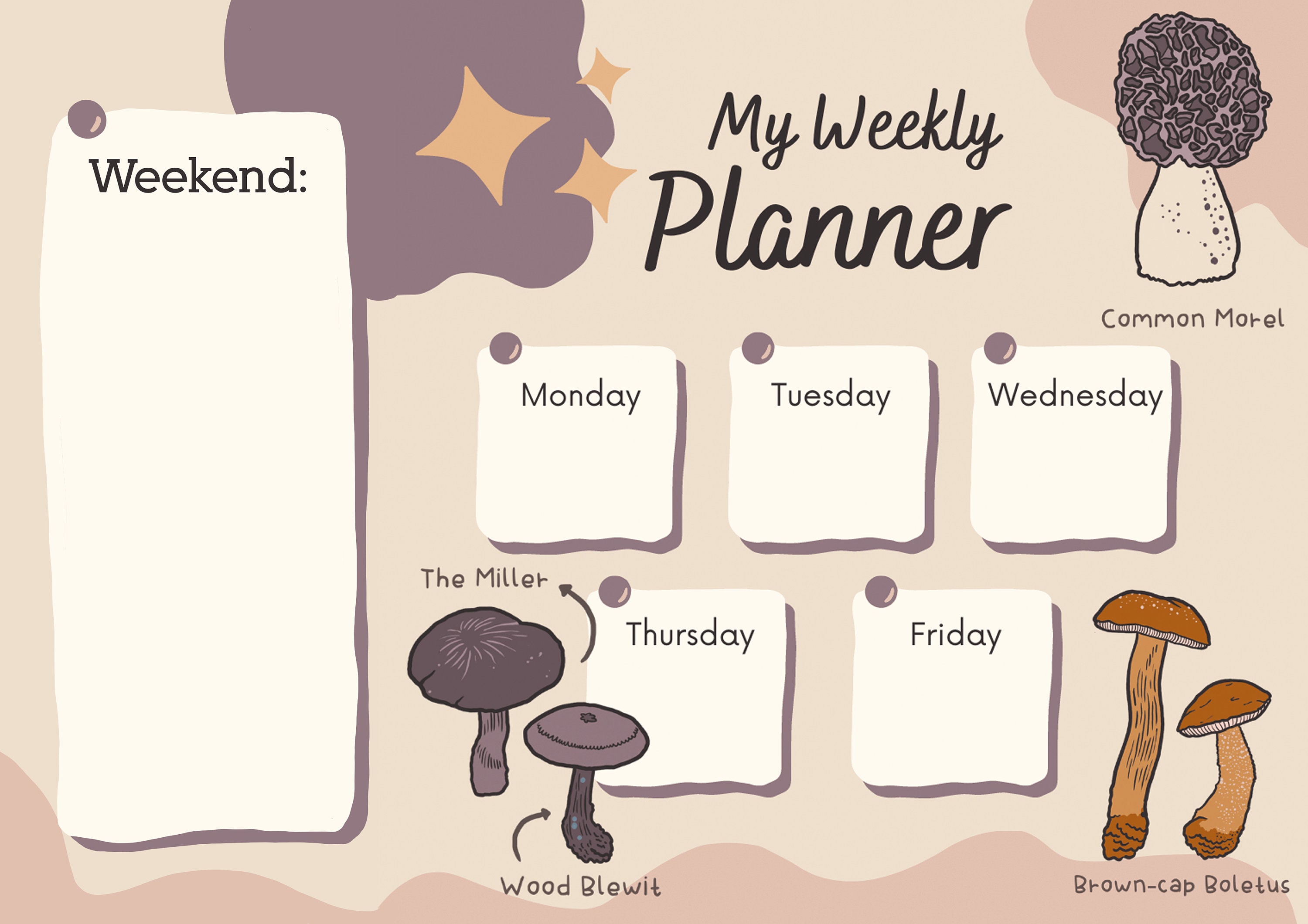 Paper & Party Supplies Calendars & Planners Paper Mushroom Weekly ...