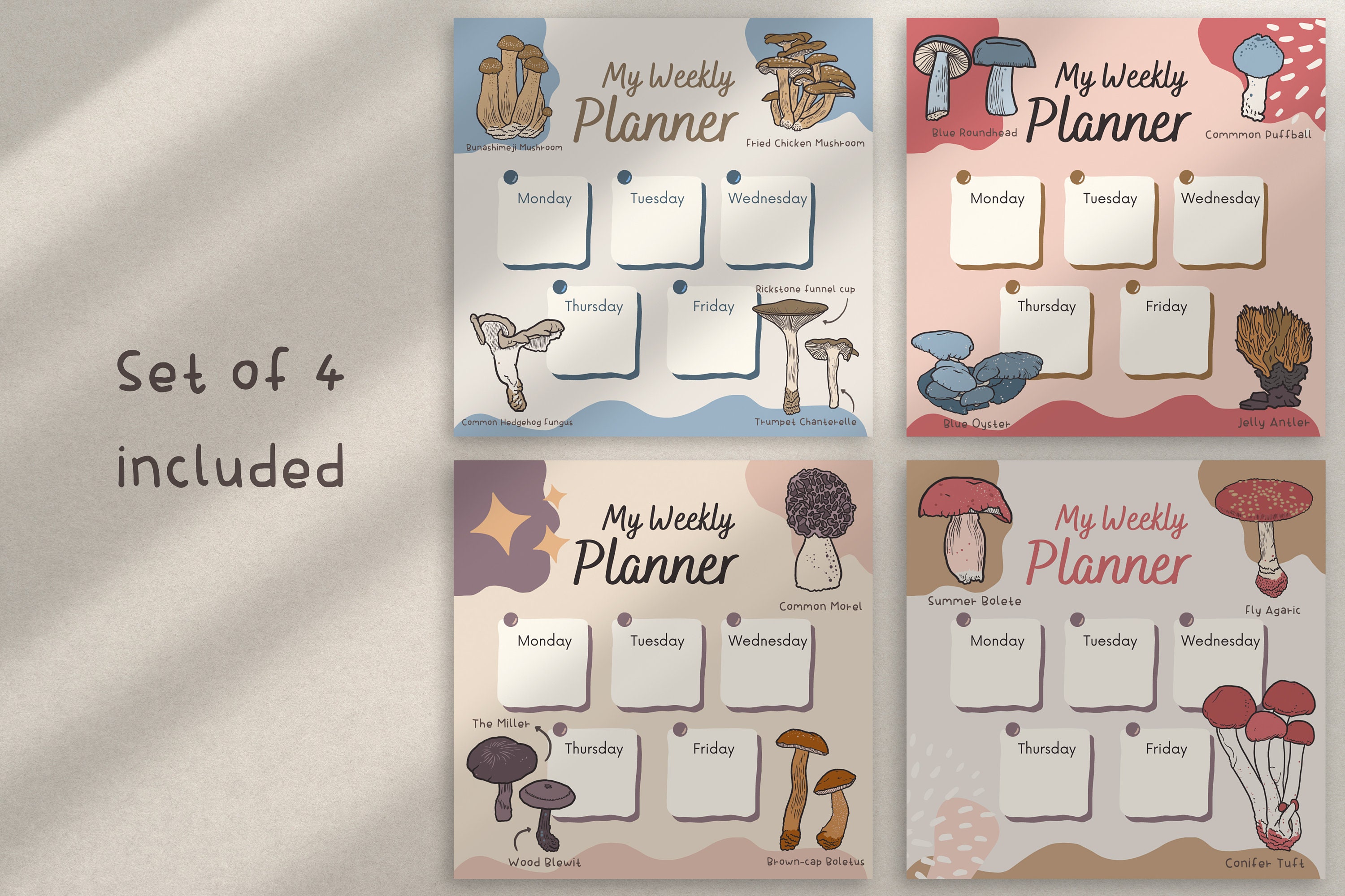 Paper & Party Supplies Calendars & Planners Paper Mushroom Weekly ...